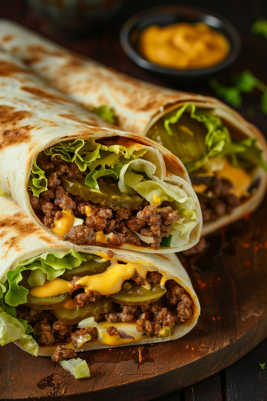 Big Mac Wraps – Easy Burger Wrap Recipe with Special Sauce - dishcravings